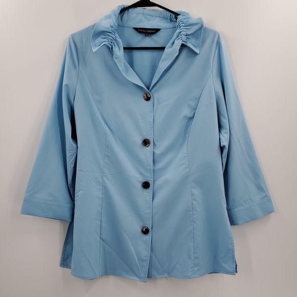 Ming Wang | Tops | Ming Wang Sky Blue Top | Poshmark